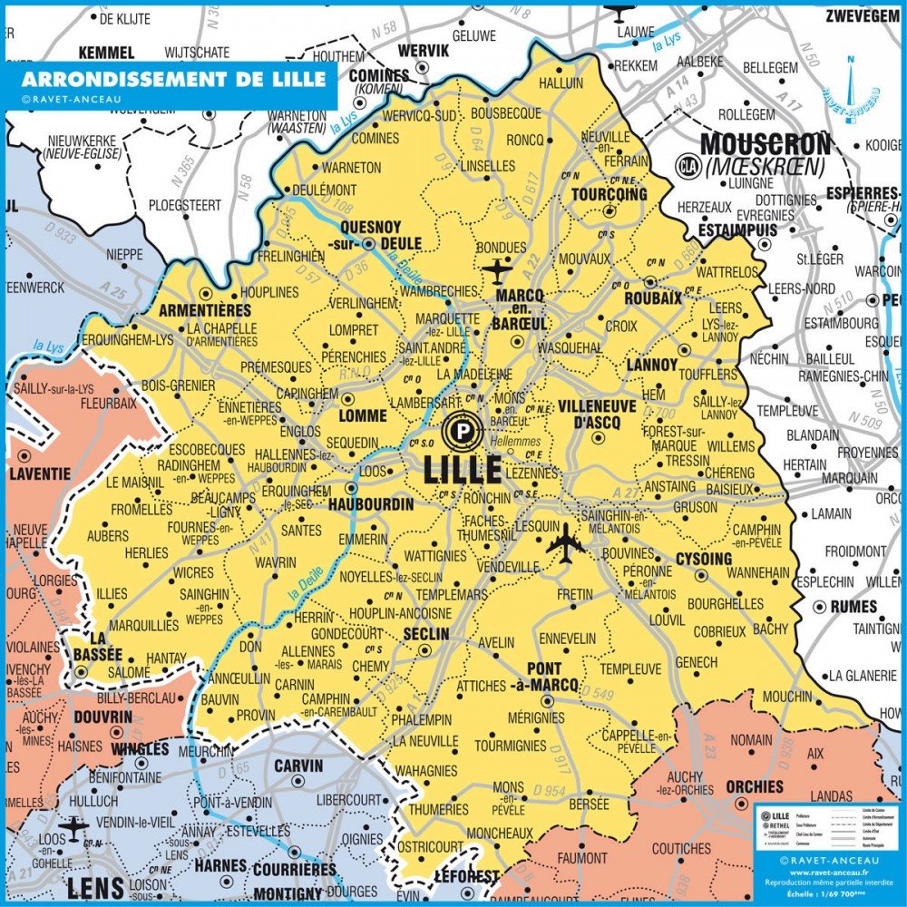 Carte Arrondissement de Lille | Ravet-Anceau
